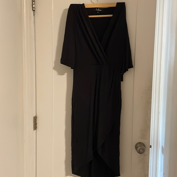 Lulus | Dresses | Lulus Dulcet Washed Black Surplice Midi Dress | Poshmark